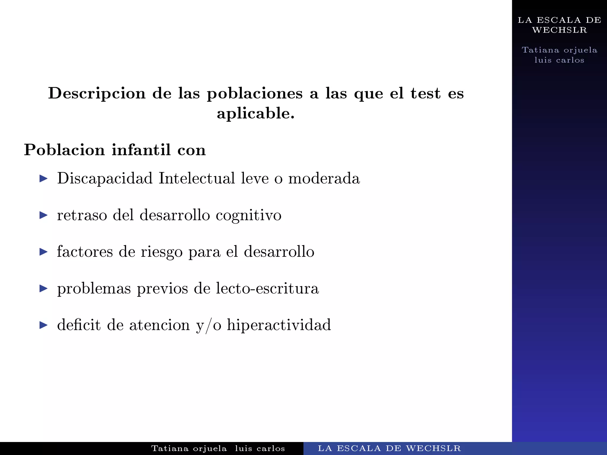 LA ESCALA DE WECHSLER PREESCOLAR Y PRIMARIA | PPT