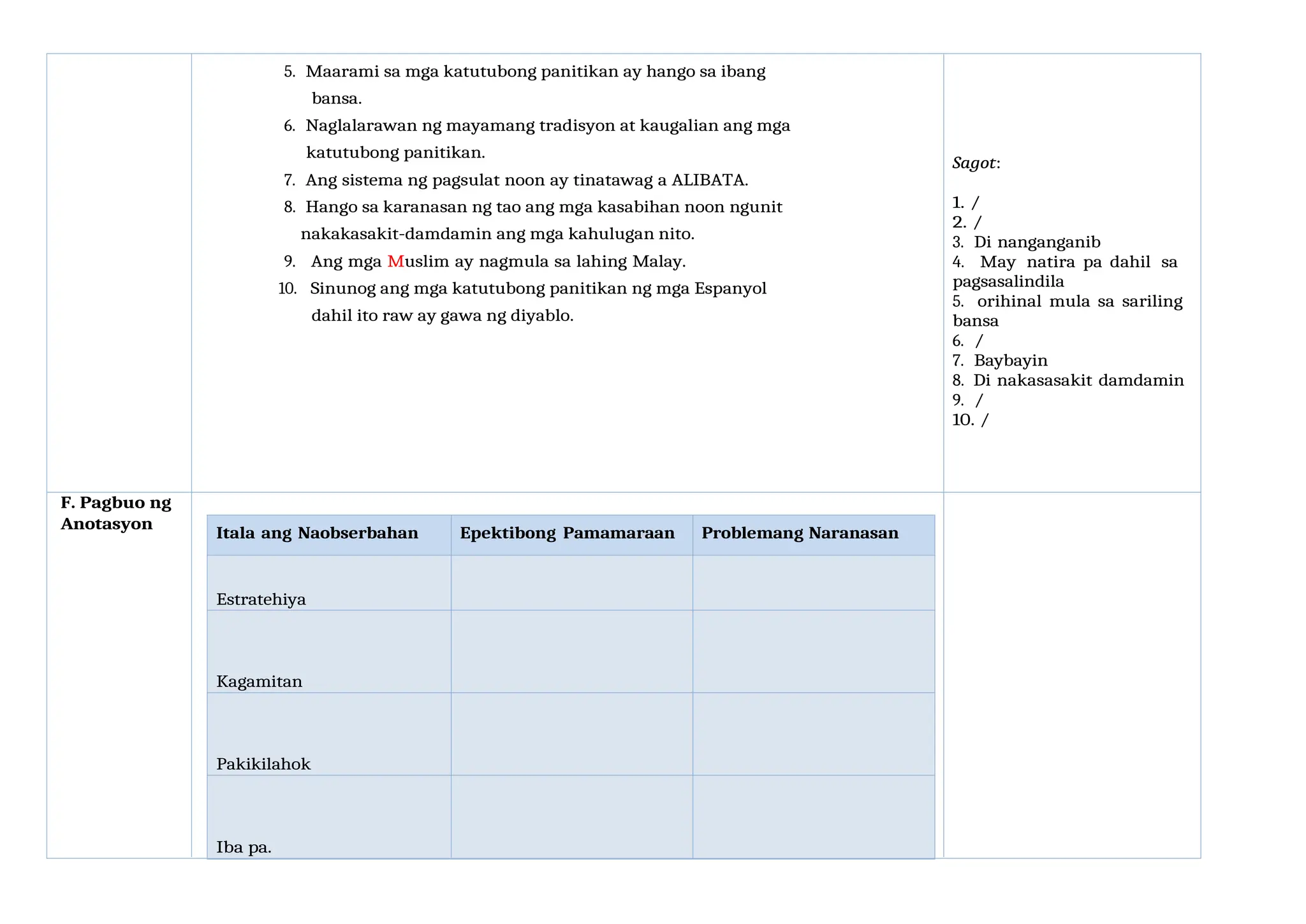 Matatag Curriculum Grade 7 Filipino 2024 | DOCX
