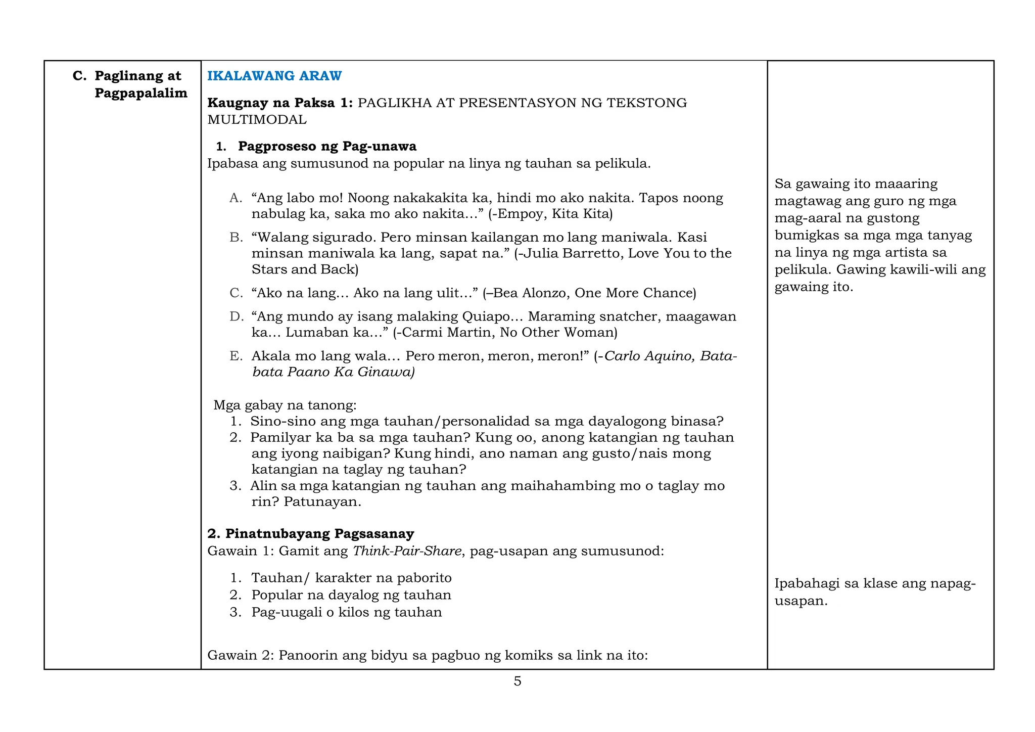 Filipino 7 Lesson Exemplarweek 8 matatag | PDF