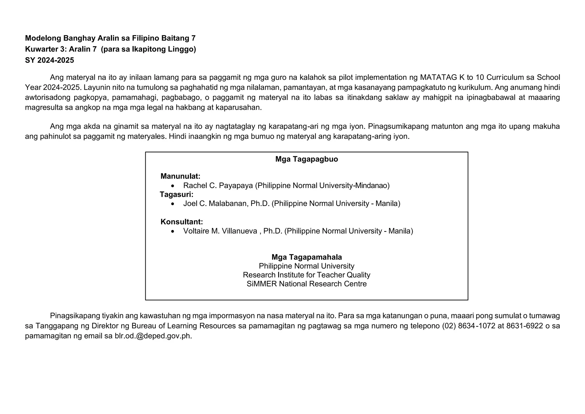 LE_Q3_Filipino-7_Week-7_.pdf.Filipino 7777 | PDF