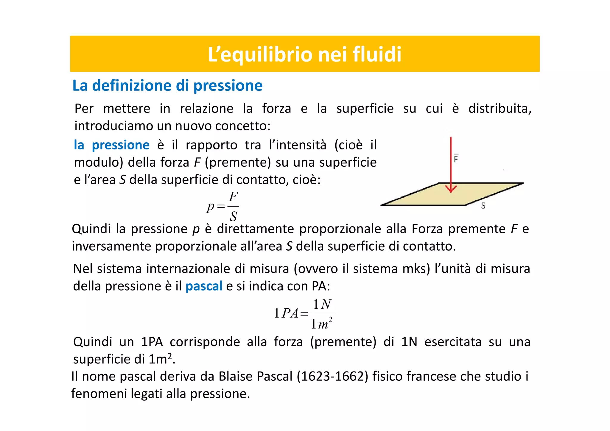 L'equilibrio nei fluidi (parte01) [prof. santi caltabiano] | PDF