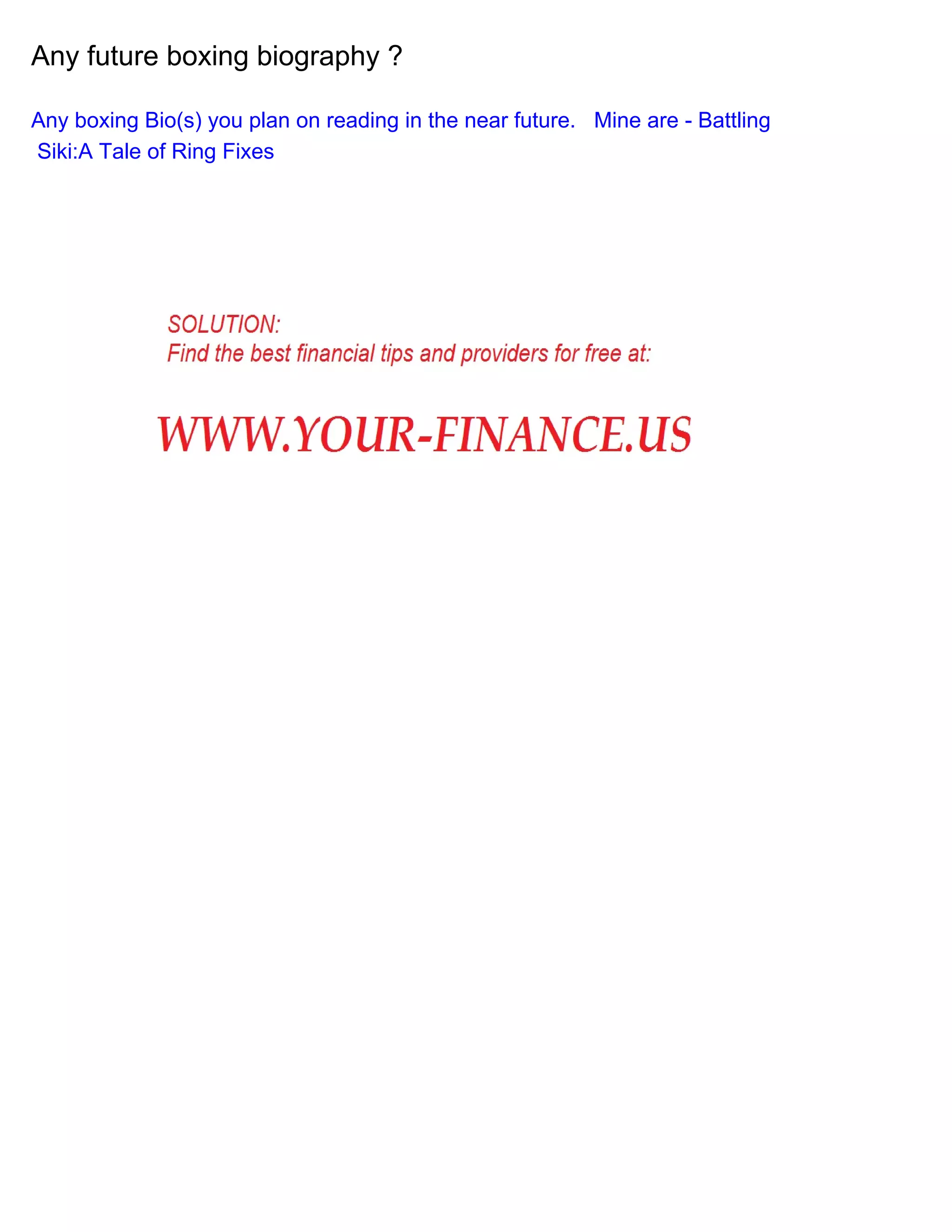 Any future boxing biography ? | PDF