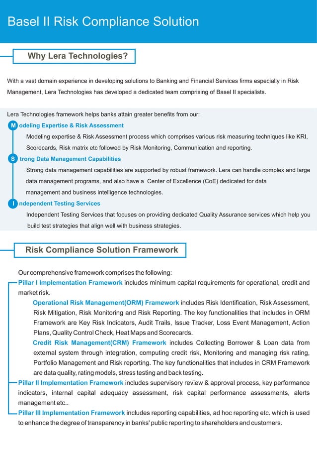 Basel II Risk Compliance Solution(Tasso ): Lera technologies | PDF