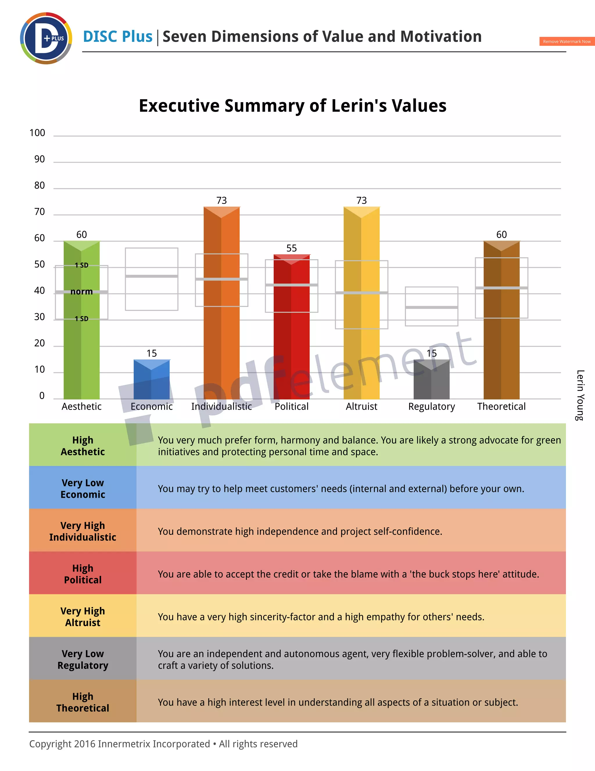 DISC Assessment- Executive Summary of Values | PDF