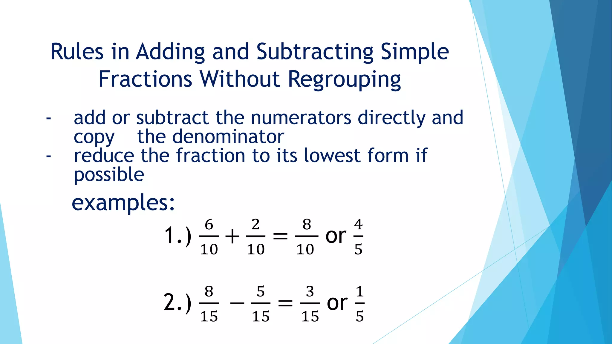 add and subtract similar fractions | PPTX