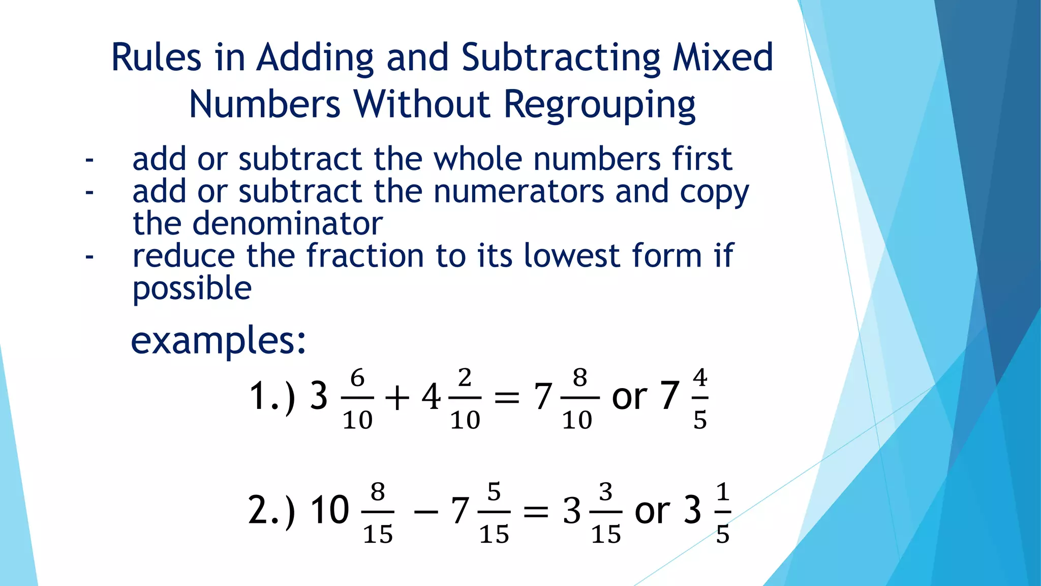 add and subtract similar fractions | PPTX