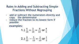 add and subtract similar fractions | PPTX