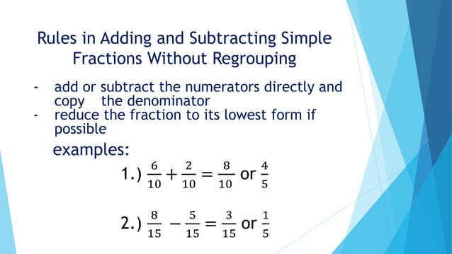add and subtract similar fractions | PPTX
