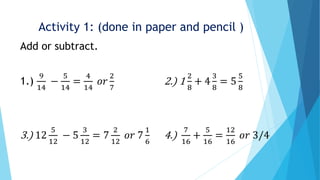 add and subtract similar fractions | PPTX