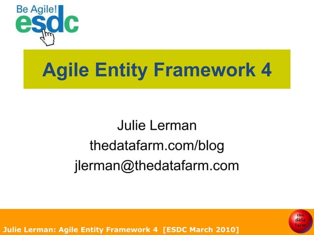 Julie Lerman Agile Entity Framework (March 2010) | PPTX