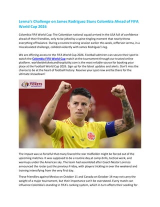Lerma’s Challenge on James Rodriguez Stuns Colombia Ahead of FIFA World ...