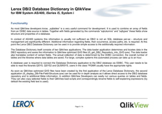 Lerox db2 database dictionary for ibm system as400 i series i5 system i ...