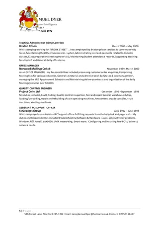 Leroy dyer cv 2015 uk | DOCX