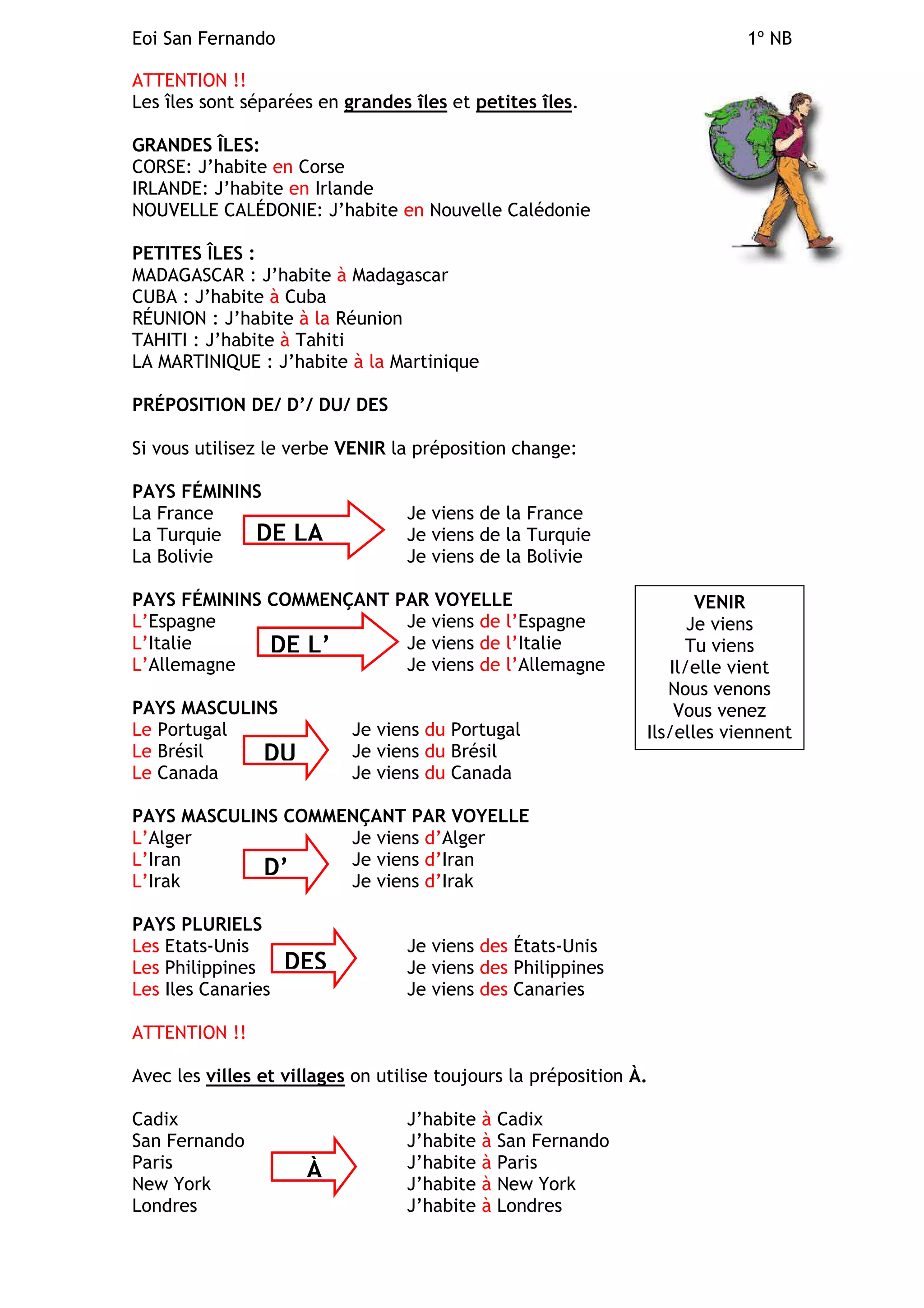 Prépositions villes et pays | PDF