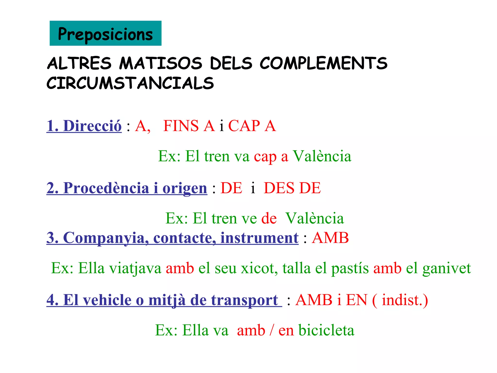Les Preposicions | PPT