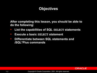 Writing Basic SQL SELECT Statements | PPT