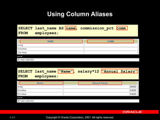 Les01 Writing BAsic SQL SELECT Statement.ppt | Databases | Computer Software and Applications