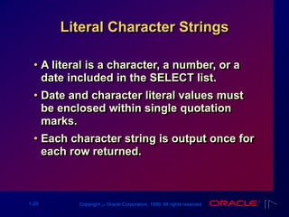 Les01[1]Writing Basic SQL Statements | PPT | Databases | Computer Software and Applications