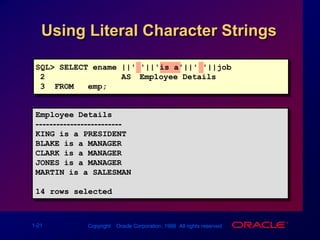 Les01 Writing Basic Sql Statements | PPT