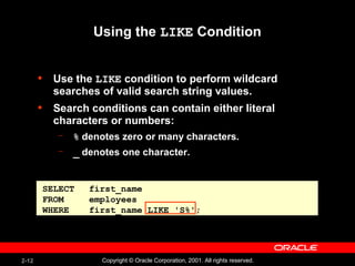 Restricting and Sorting Data - Oracle Data Base | PPT | Databases | Computer Software and ...