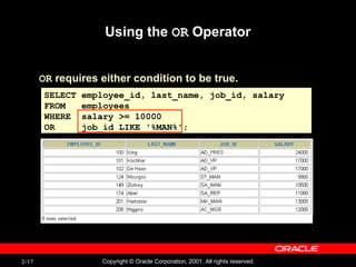 Restricting and Sorting Data - Oracle Data Base | PPT | Databases ...