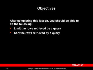 Restricting and Sorting Data - Oracle Data Base | PPT | Databases ...