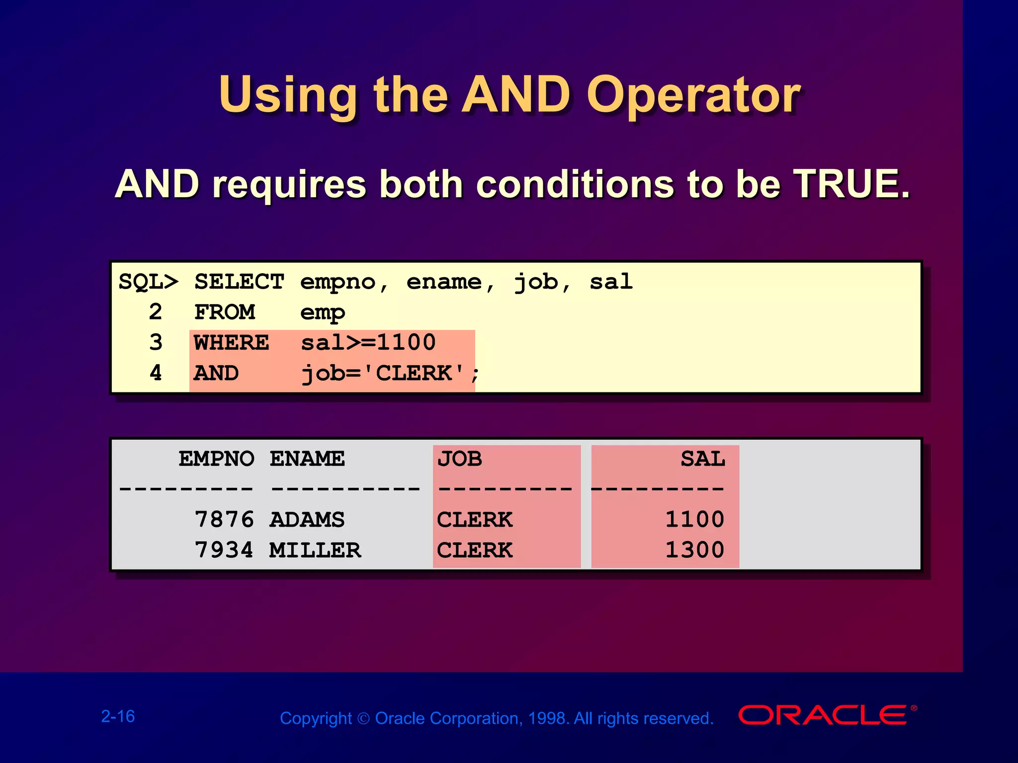 Restricting and sorting data | PPT