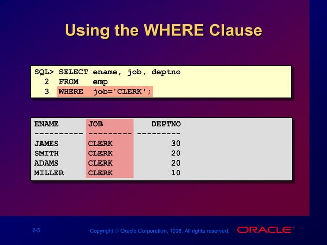 Restricting And Sorting Data Ppt 0264