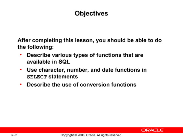 Les03 Using Single Row Functions To Customize Output Ppt 8285