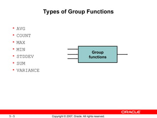 Les04- Reporting Aggregated Data Using the Group Functions.ppt