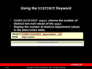 Aggregating Data Using Group Functions | PPT