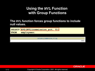 Aggregating Data Using Group Functions | PPT