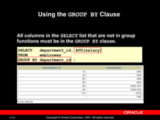 Aggregating Data Using Group Functions | PPT