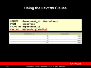 Aggregating Data Using Group Functions | PPT