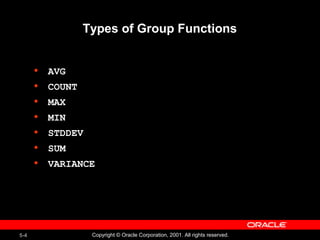 Aggregating Data Using Group Functions | PPT