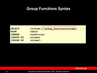 Aggregating Data Using Group Functions | PPT