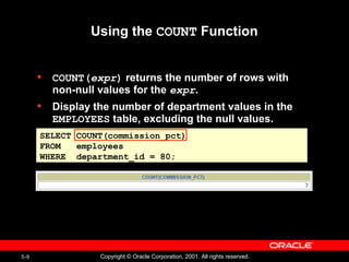 Aggregating Data Using Group Functions | PPT