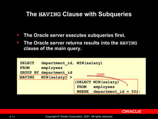 Subqueries -Oracle DataBase | PPT