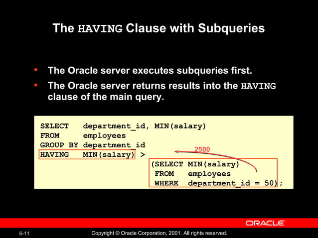 Subqueries -Oracle DataBase | PPT
