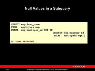 Subqueries -Oracle DataBase | PPT