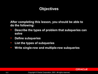 Subqueries -Oracle DataBase | PPT