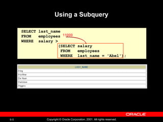 Subqueries -Oracle DataBase | PPT