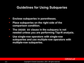 Subqueries -Oracle DataBase | PPT