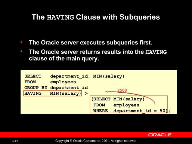 Subqueries -Oracle DataBase