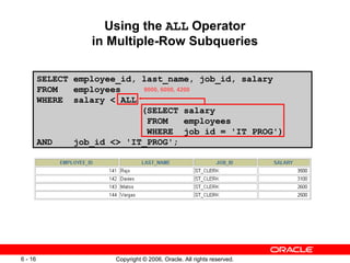 Les06 (using subqueries to solve queries) | PPT