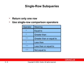 Les06 (using subqueries to solve queries) | PPT