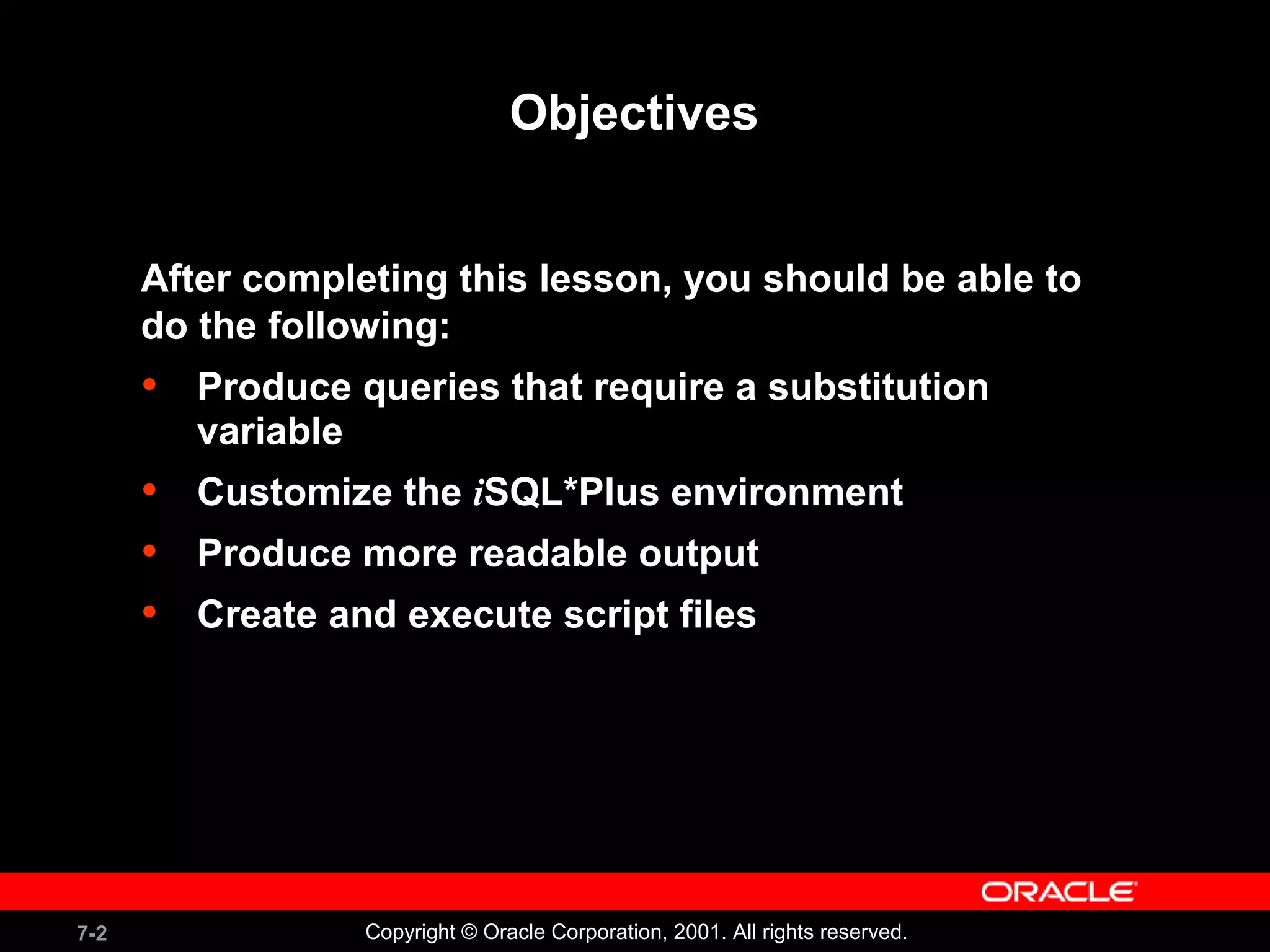 Producing Readable Output With Isql Plus Oracle Data Base Ppt