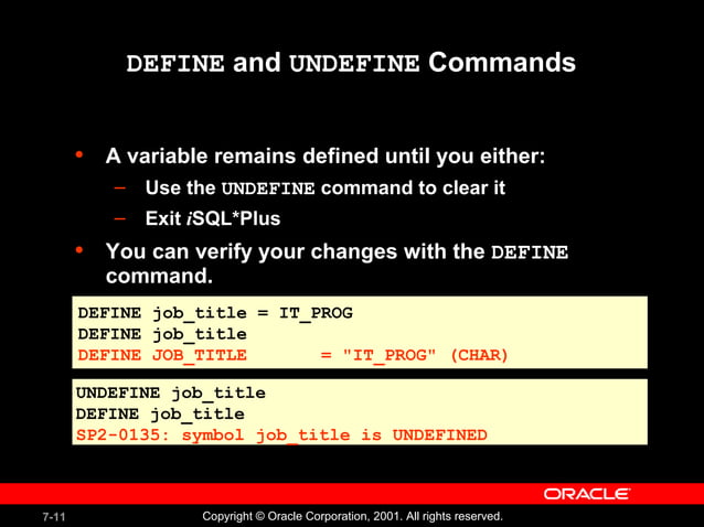 Producing Readable Output with iSQL*Plus - Oracle Data Base | PPT