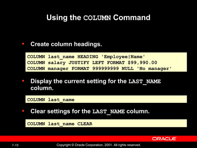 Producing Readable Output With Isql Plus Oracle Data Base Ppt