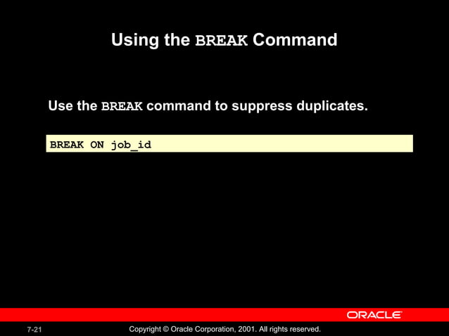 Producing Readable Output with iSQL*Plus - Oracle Data Base | PPT